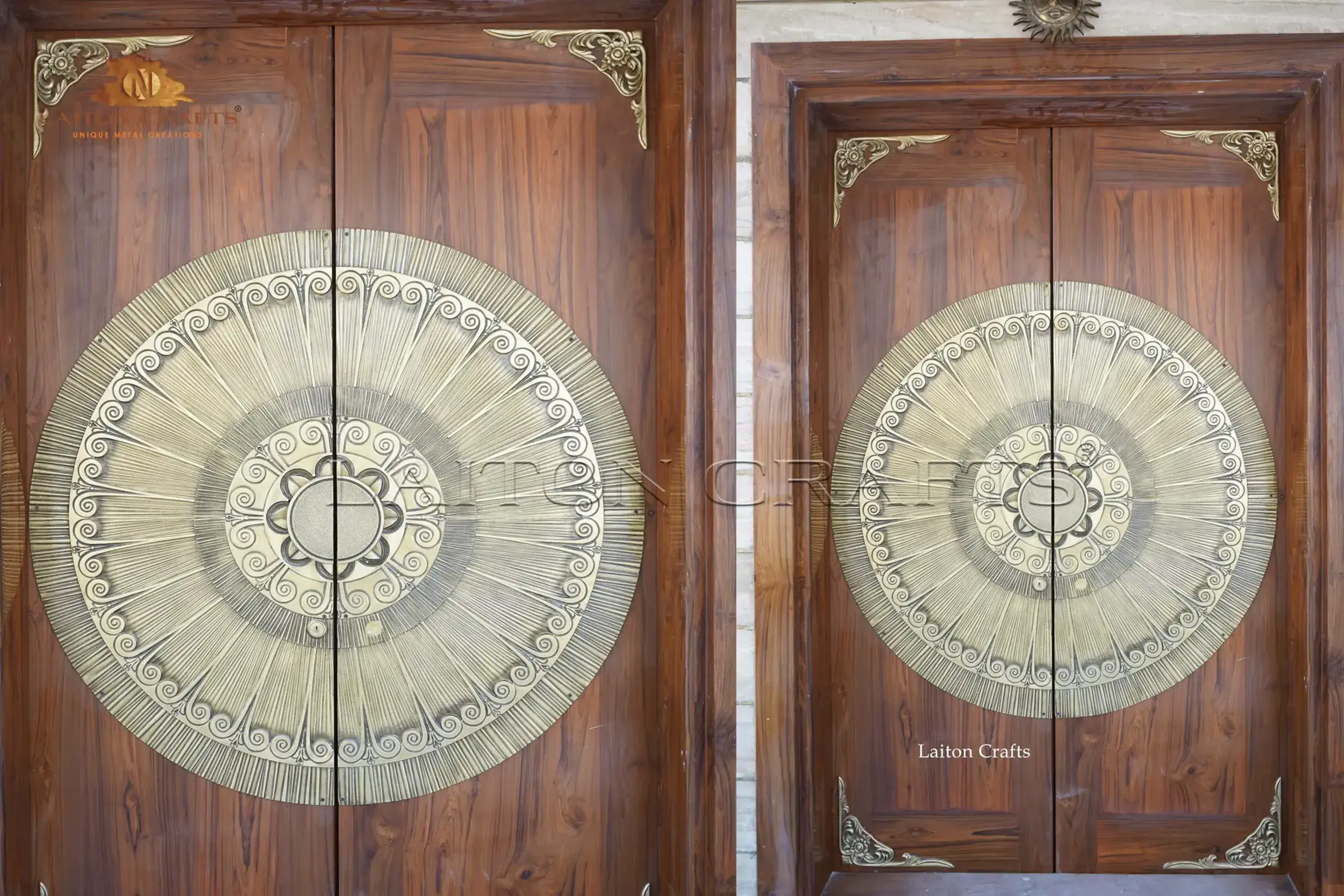 Circular Brass Main Door & Side Corners for a Grand Entrance